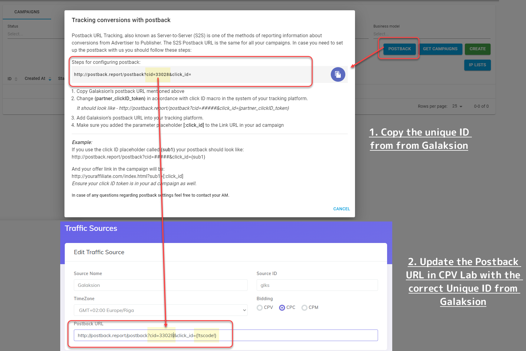 Galaksion integration in CPV Lab Pro | CPV Lab Pro Documentation